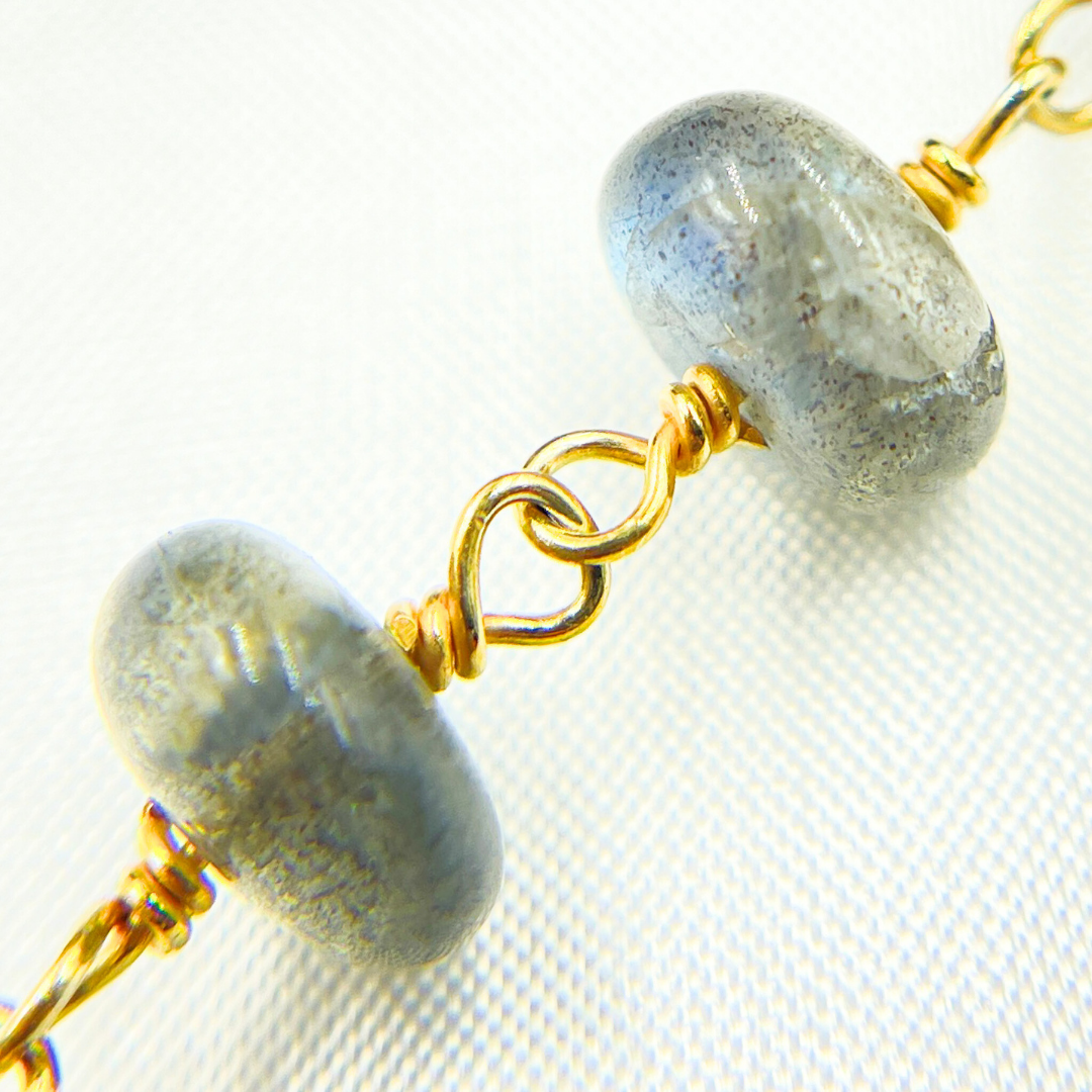Labradorite Smooth Gold Plated Wire Chain. LAB84