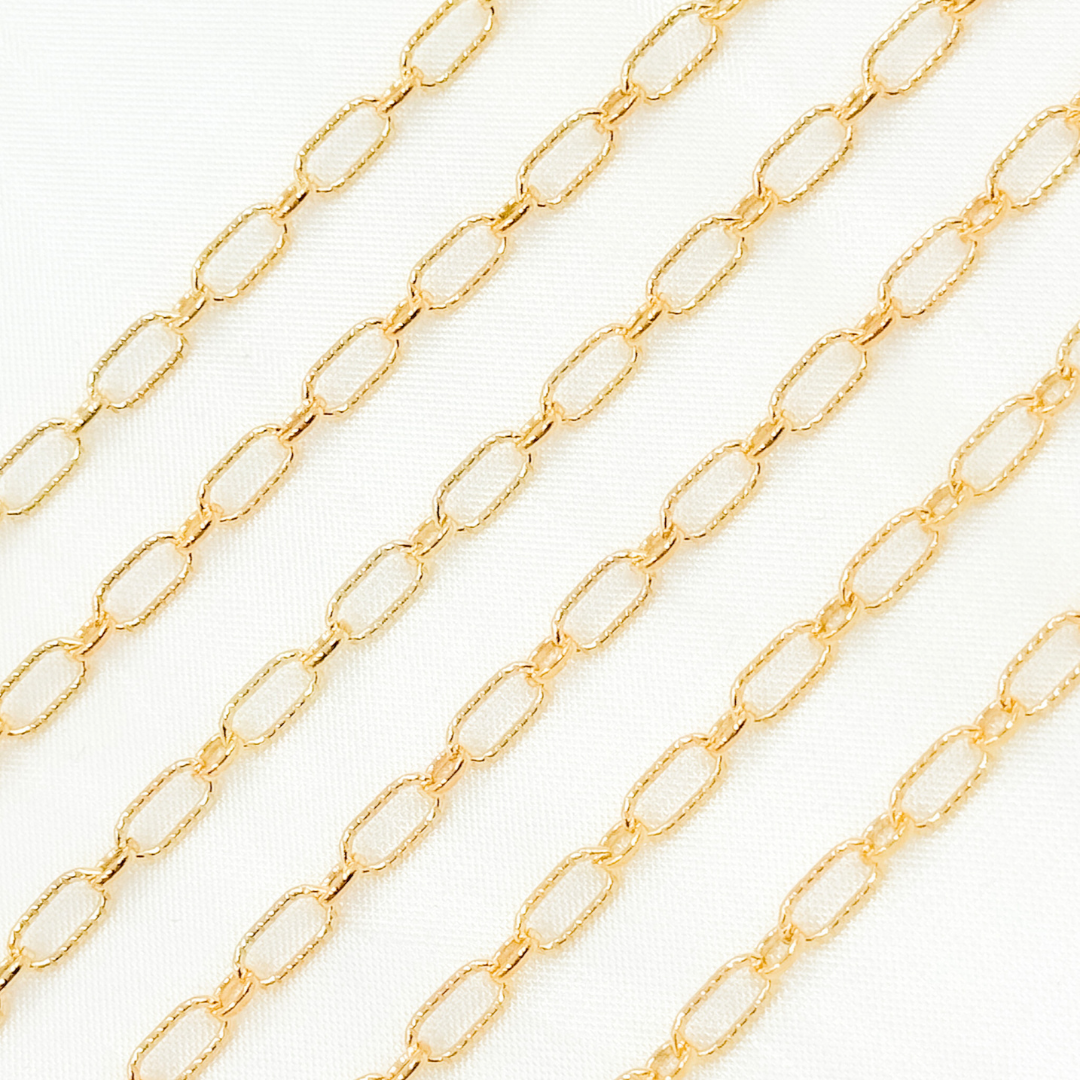 14k Gold Filled Textured Oval & Smooth Round Link Chain