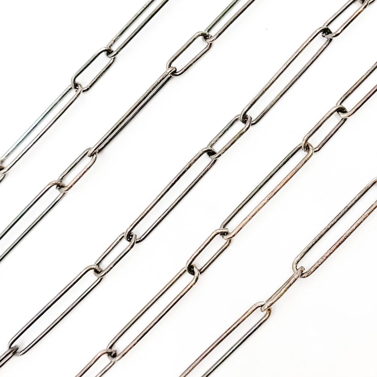V27BR. Black Rhodium Sterling Silver Smooth Long and Short Chain