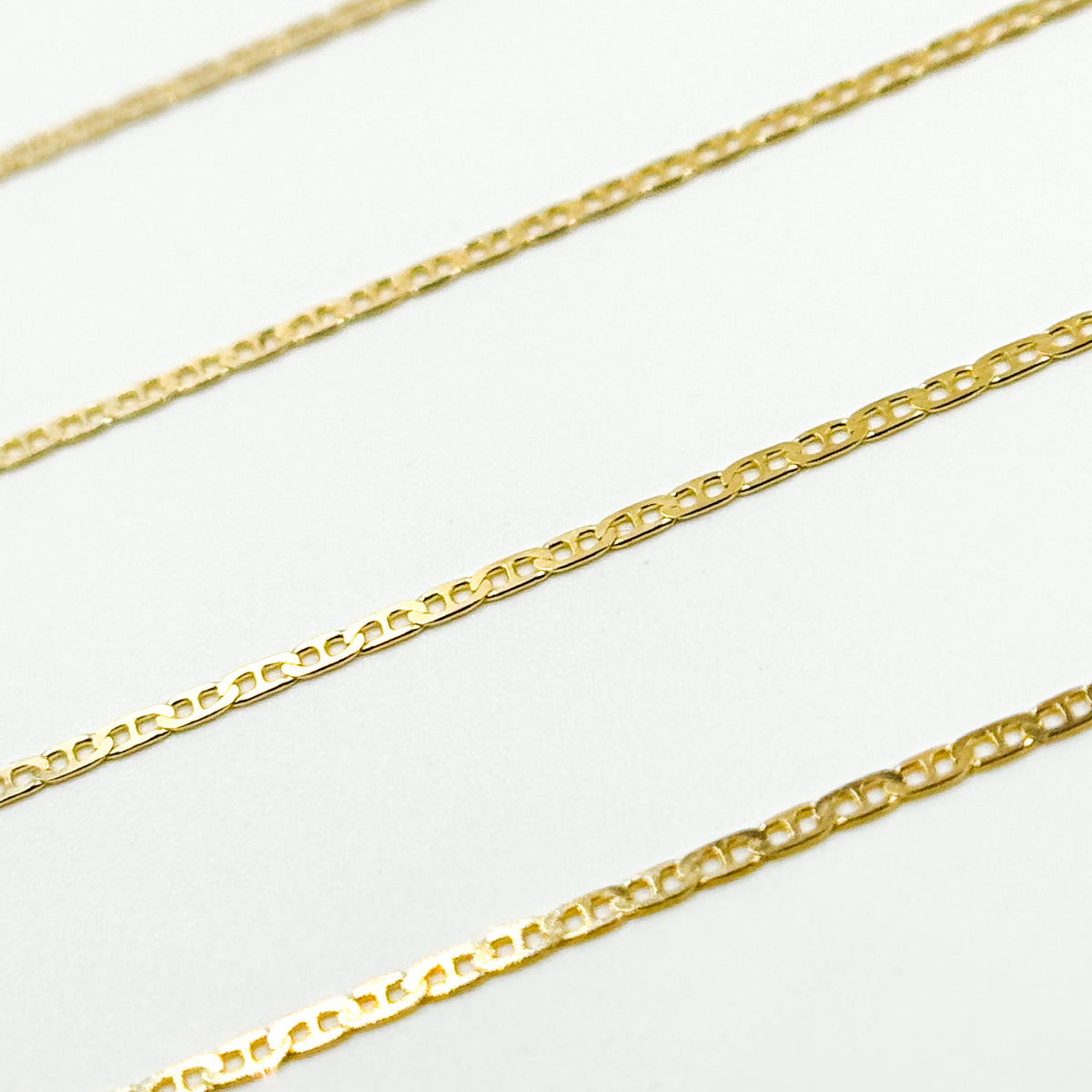 14K Solid Gold Flat Marina Link Chain | Elegant Design